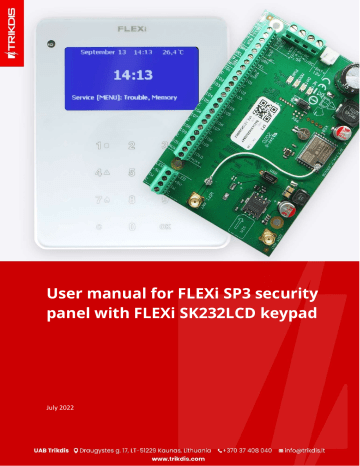 Trikdis Security control panel FLEXi SP3 User Manual | Manualzz