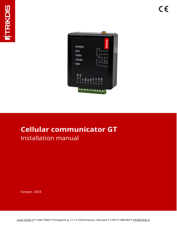 Trikdis Cellular communicator GT Installation Manual | Manualzz
