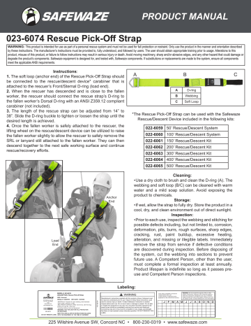SafeWaze 023-6074 Rescue Pick-Off Strap Manual - Read Online · Download ...