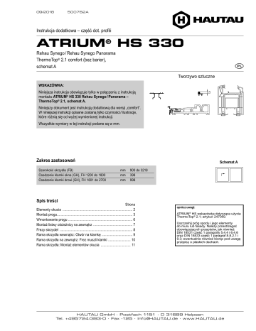 Hautau ATRIUM® HS 330 Installation manual | Manualzz