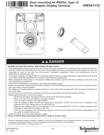 SCHNEIDER ELECTRIC VW3A1112 Remote Mounting Kit Instructions | Manualzz