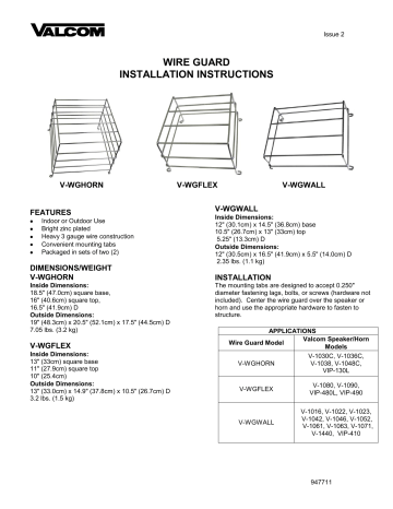 Valcom V-WGFLEX-2 Wire Guard Installation Manual | Manualzz