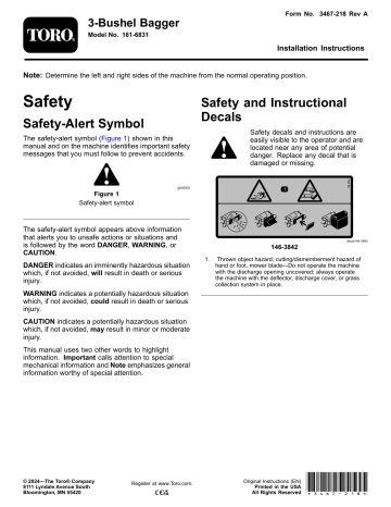 Toro 3-Bushel Bagger Riding Product Installation Instruction | Manualzz