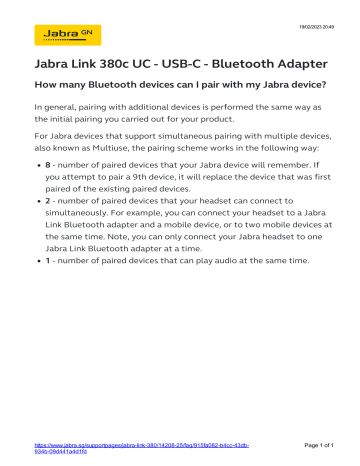 Jabra Link 380c UC USB-C Bluetooth Adapter - Instructions | Manualzz