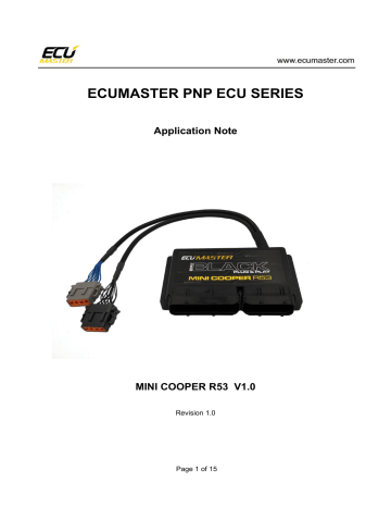 Ecumaster R53 PNP ECU Series Instructions for Mini Cooper R53 | Manualzz