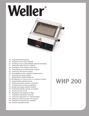 Weller WHP200 Preheating Plate 200W instruction manual | Manualzz