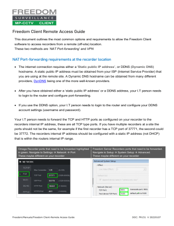 FREEDOM FR151 Client Remote Access User Guide | Manualzz