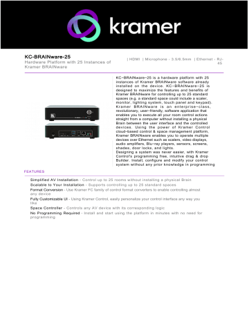 Kramer KC-BRAINWARE-25 Control Processor User Manual | Manualzz