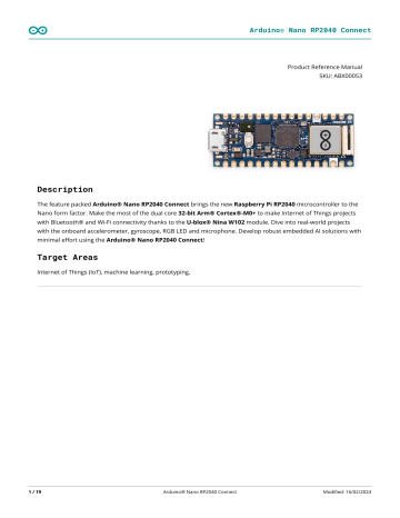 Arduino Nano RP2040 Connect Instruction Manual | Manualzz