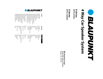 Blaupunkt BPS-E694 4 Way Car Speaker System Manual | Manualzz