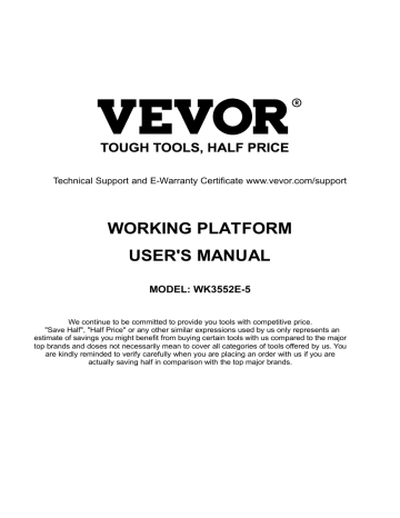 VEVOR IMN1000-UL Adjustable Work Platform User Manual | Manualzz