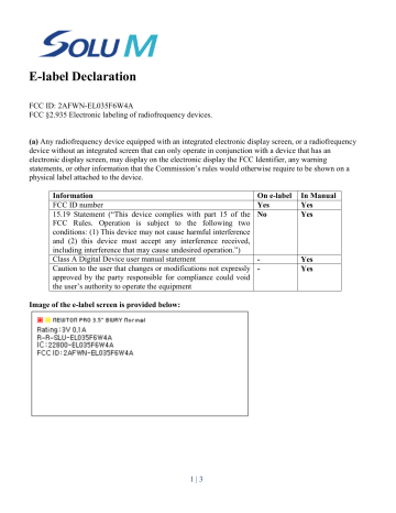 SOLUM EL035F6W4A Electronic Labeling Radio User Guide | Manualzz