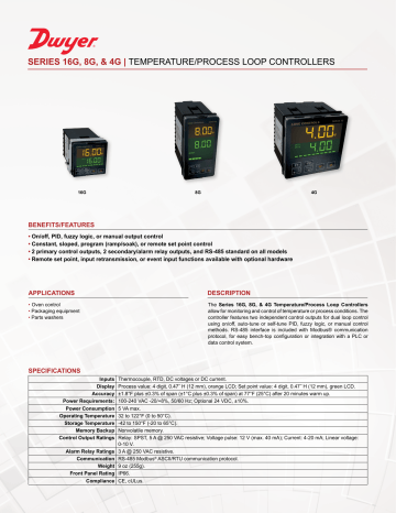 Dwyer 16G Temperature Process Loop Controllers Owner’s Manual | Manualzz