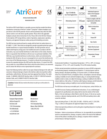 AtriCure Switch Matrix ASB3 Ablation Sensing Unit Instruction Manual ...