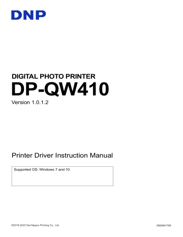 DNP DP-QW410 Digital Photo Printer Instruction manual | Manualzz