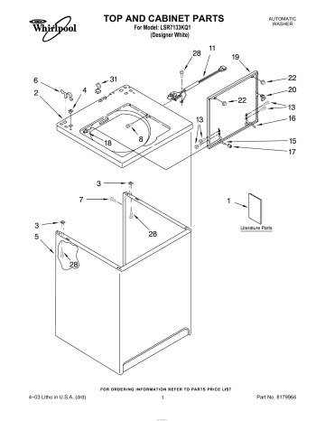 Whirlpool LSR7133KQ1 Automatic Washer Instruction manual | Manualzz