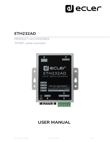 Ecler ETH232AD TCP-IP Serial Converter User Manual | Manualzz