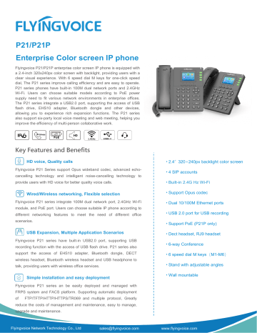 FLYINGVOICE P21P Enterprise Color Screen IP Phone User Guide | Manualzz