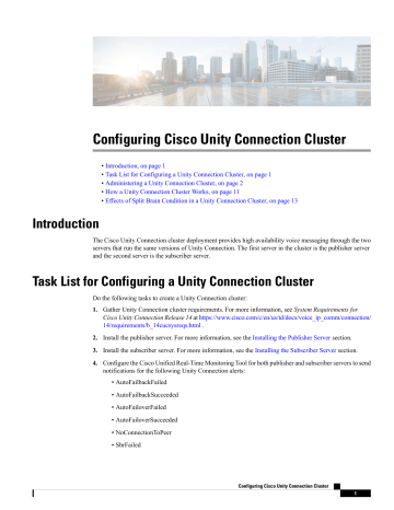 Cisco Release 14 Unity Connection Cluster User Guide | Manualzz