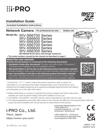Manuel i-PRO WV-S66600-Z3 - Guide d'installation | Manualzz
