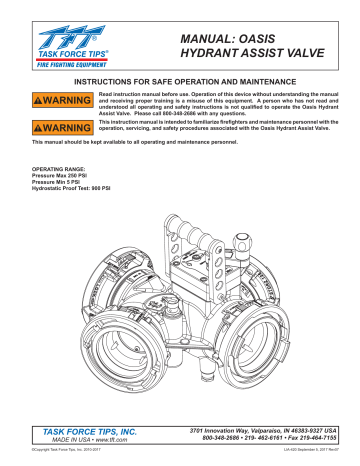 OASIS HYDRANT ASSIST VALVE Instructions - TFT | Manualzz
