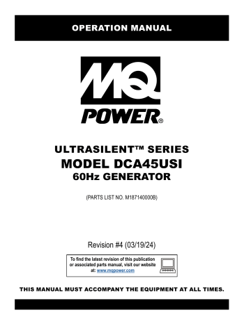 MQ Power DCA45USI Generator Manual - Download PDF | Manualzz