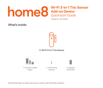 Home8 Wi-Fi 3-IN-1 Trio Sensor Quick Start Guide | Manualzz