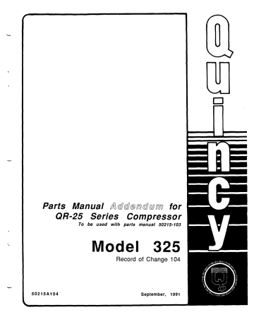 Quincy Compressor QR 325 Parts Manual | Manualzz