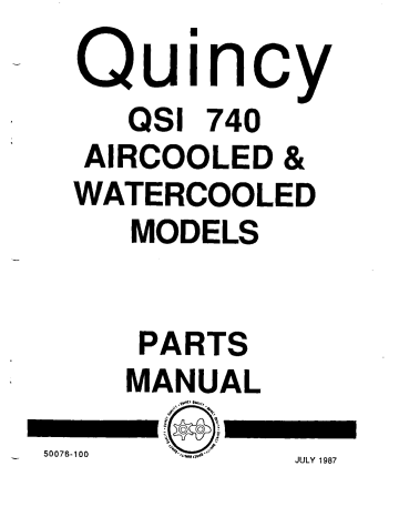 Quincy Compressor QSI 740 Parts Manual | Manualzz