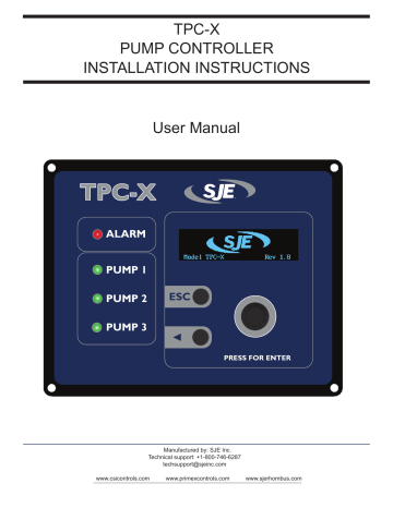 SJE RHOMBUS TPC-X User Manual - Pump Controller | Manualzz