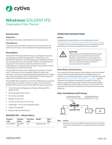 Whatman SOLVENT IFD Manual - Cytiva Instructions for Use | Manualzz