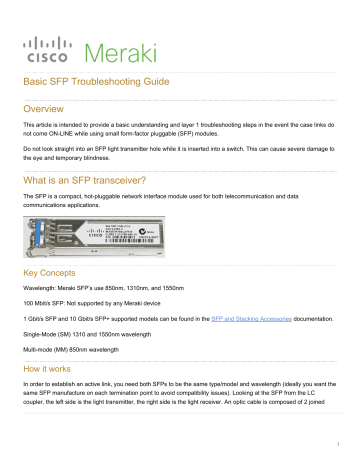 Meraki Basic SFP Troubleshooting Guide | Manualzz