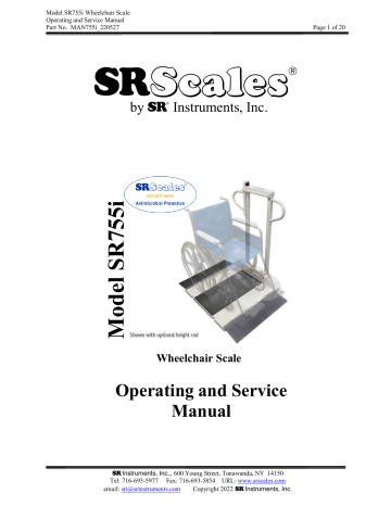 SR Instruments SR755i Wheelchair Scale Owner's Manual | Manualzz