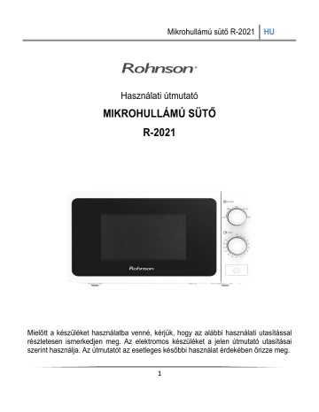 Rohnson R-2021 Microwave oven Owner's Manual | Manualzz