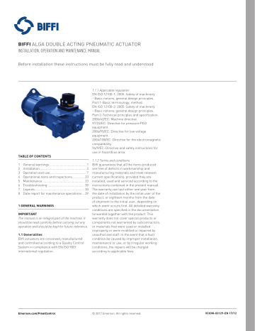 BIFFI ALGA Installation & Maintenance Instructions | Manualzz