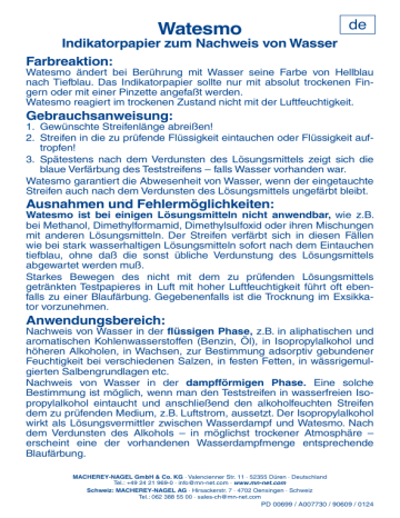 Qualitative test paper Watesmo - Water Determination | Manualzz