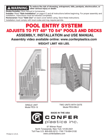 Confer Plastics PES Pool Steps Manual | Manualzz