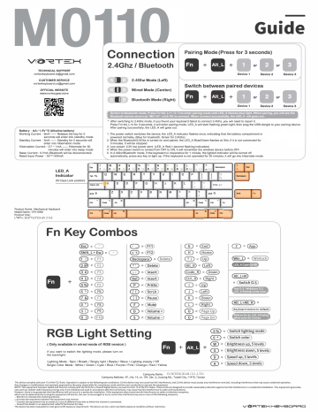 Vortex M0110 Triple Mode Mechanical Keyboard User Guide | Manualzz