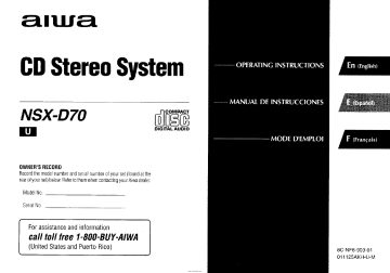 Aiwa NSX-D70 CD Stereo System User Manual | Manualzz