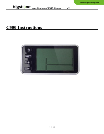 BIGSTONE C500 Display Manual: Electric Bike User Guide | Manualzz