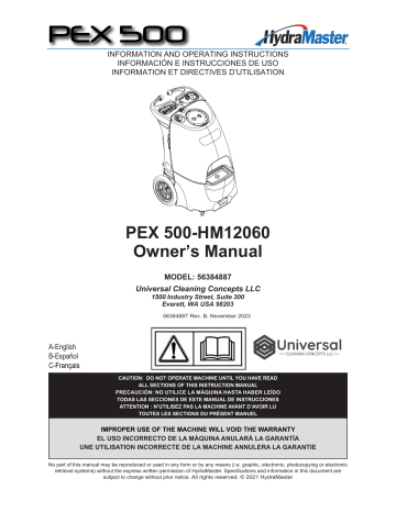 HydraMaster PEX 500 Owner's Manual | Manualzz