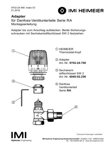 IMI Adapter-Danfoss-RA Instrukcja instalacji | Manualzz