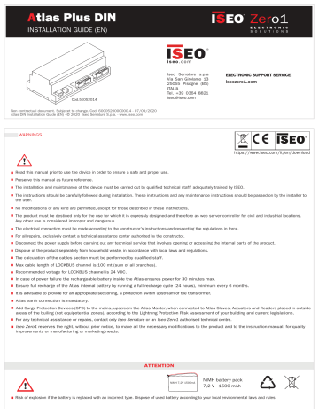 Iseo Atlas DIN Guide d'installation | Manualzz