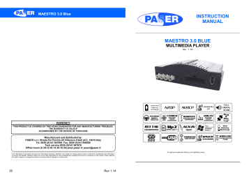 Paser Maestro 3.0 Blue Manual - User Guide & Instructions | Manualzz