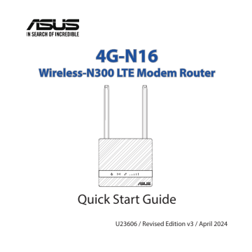Asus 4G-N16 4G LTE / 3G Router Ghid de inițiere rapidă | Manualzz