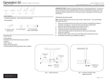 Landscape Forms Generation 50 Bench Installation Guide | Manualzz