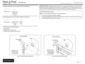 Landscape Forms Plains and Pods Installation Guide | Manualzz
