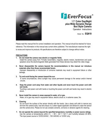 EverFocus EQ610 Operation Instructions Manual | Manualzz