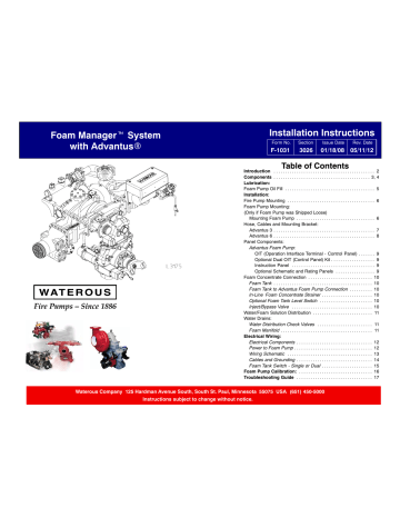 Waterous Foam Manager Installation Instructions Manual | Manualzz