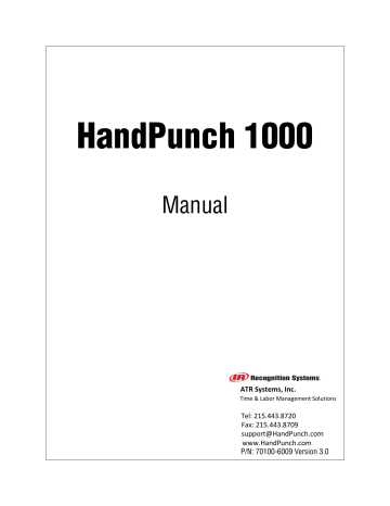 HandPunch 1000 Manual - Recognition Systems | Manualzz